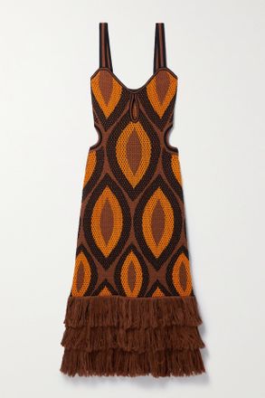 Johanna Ortiz Cultural Roots Maxikleid Aus Geh&auml;kelter Pima-baumwolle Mit Fransen Und Cut-outs - Schwarz