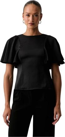 Michael Kors Femme, Blouses et Chemises, Noir, Taille: 42 FR Blouse Manches Cape en Satin