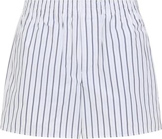 Ami Shorts Boxer en Coton Ray&eacute; - Homme - Shorts - Blanc - Taille: S