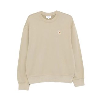 Maison Kitsun&eacute; Fuchs Stickerei Rundhalsausschnitt Sweatshirt - - Sweatshirts & Hoodies - Herren - Beige - XL