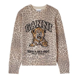 Ganni Pullover mit Tiger - - Knitwear - Damen - Mehrfarbig - L