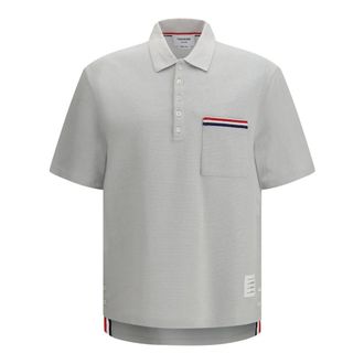 Thom Browne Kurzarm-Polo mit Brusttasche - - Tops - Herren - Grau - XL