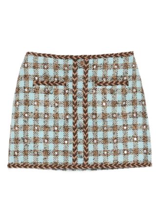Giuseppe Di Morabito jupe en tweed &agrave; carreaux vichy - Bleu