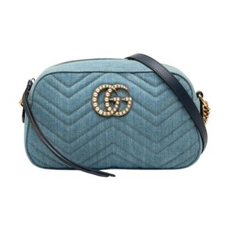 Gucci Pre-owned Chevron Denim Schultertasche - - Pre-owned - Damen - Blau - ONE SIZE