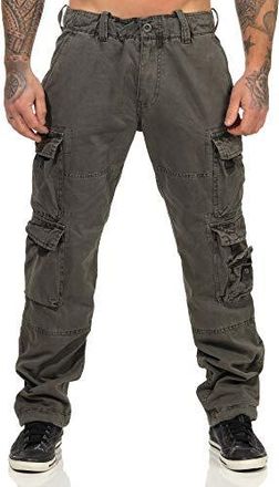Jetlag Pantalon cargo FW 011 - Pour homme - Poches latérales - Gris, noir, olive et beige, gris foncé, 33W x 34L