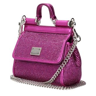 Dolce & Gabbana Womens Rhinestone-Embellished Satin Shoulder Bag Pink