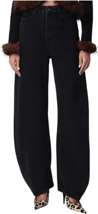 Rotate Rotate Birger Christensen - Jean Coupe Tonneau Drap&eacute; - Femme - Jeans - Noir - Taille: W26