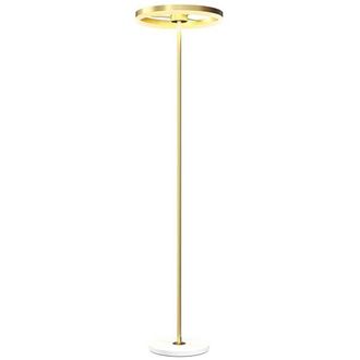 HOMCOM Stehlampe LED Wohnzimmer Dimmbar Stehleuchte mit 3 Lichtfarben, Fu&szlig;schalter, Standleuchte mit Metallst&auml;nder, Acrylschirm f&uuml;r Schlafzimmer, B&uuml;ro Gold