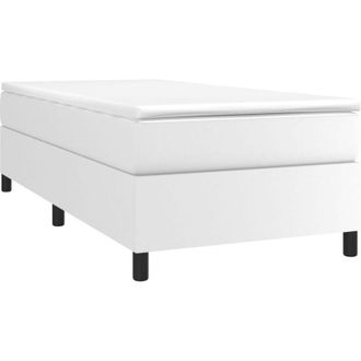 vidaXL Boxspringbett mit Matratze Wei&szlig; 80x200 cm Kunstleder Vidaxl