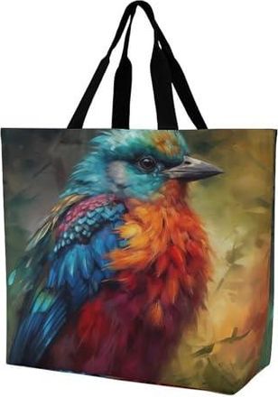 Generic Oiseaux Color&eacute;s Dessin&eacute;s &Agrave; La Main Sac &Agrave; Bandouli&egrave;re Grand Tote Bag L&eacute;ger Sac Cabas Pour Travail Voyage Shopping