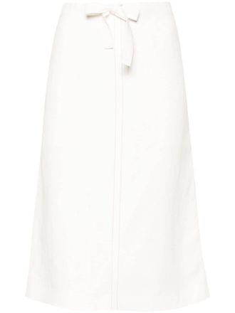 Ferragamo jupe mi-longue à lien de resserrage - Blanc