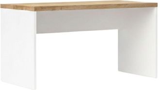 Altobuy Bureau 160cm blanc laqu&eacute; brillant plateau aspect bois finition Cadiz - GENIUS