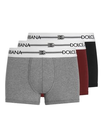 Dolce & Gabbana lot de 3 boxers à taille logo - Gris
