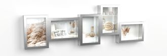 Wackadoo Galerierahmen für 5 Fotos im Metallic Look Bildformat 10x15 cm Collagerahmen, silber bilderrahmen collage, Fotorahmen (Silber)