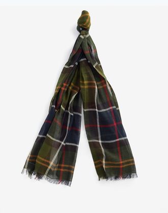 Barbour Leichter Schal in Tartan-Muster mit Leinenanteil in