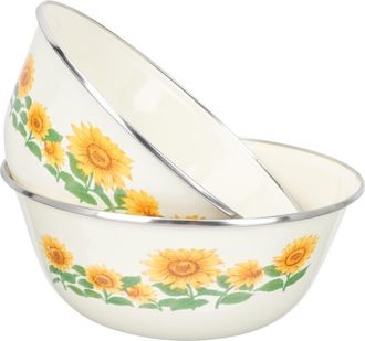 Hemoton 2 Sätze Emaille Schüssel Vintage Schale Obstschale Dessertschale salatschalen Suppenschale Müslischale Salatschüssel Servierschale Pastaschale Nudelsc