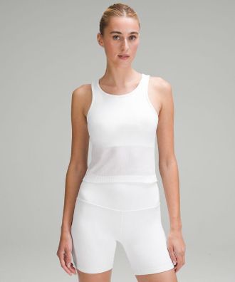 lululemon Ebb to Street Crop-Tanktop mit Racerback Leichter Halt f&uuml;r B/C-Cups f&uuml;r Frauen - Gr&ouml;&szlig;e 10 in White