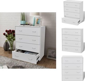 vidaXL Kommode mit 4 Schubladen 60&times;30,5&times;71 cm Wei&szlig; - Kommode - Sideboard - Wohnraum - Schlafzimmer - Flurbereich