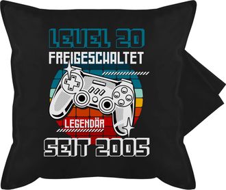 Shirtracer Kissenbezug - 20. Kissen - Geschenke 20 Geburtstag Geschenkidee - Level 20 freigeschaltet legendär seit 2005 - 50 x 50 cm - Schwarz - jahre 20er zwanz