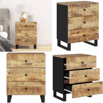 vidaXL Table de chevet 50x33x62 cm Bois de manguier et dingénierie - Meuble Industriel - Table De Nuit - Commode - Tiroir - Rangement - Home & Living