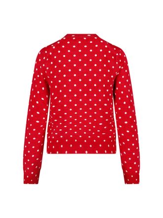 Comme Des Gar&ccedil;ons Womens Polka-Dot Wool Cardigan Red