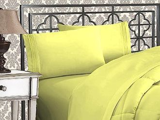 Elegant Comfort Luxuri&ouml;ses 1500 Premium-Bettw&auml;sche-Set, Mikrofaser, Hotelqualit&auml;t, dreireihig, bestickt, weichstes 4-teiliges Bettlaken-Set, knitter- und lichtbest&auml;nd