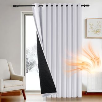 Deconovo Thermovorhang K&auml;lteschutz, Gardinen mit &Ouml;sen gegen K&auml;lte, W&auml;rmeisolierend Vorhang Verdunkelung Wohnzimmer, 245x300cm(H&ouml;hexBreite), Silber Grau, 1 St&uuml;c