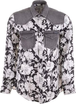 Dolce & Gabbana Homme, Chemises, Multicolore, Taille: 3XL Chemise &agrave; Manches Longues en Denim Combin&eacute; avec Fleurs