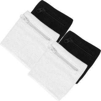 Aboofan 4 Stück Sportliches Atmungsaktive Handgelenkbandage mit Reißverschlusstasche für Münzen Schlüssel Schützendes Armband für Männer Frauen Beim Laufen Ra