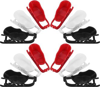 Garneck 12 St&uuml;ck Weihnachts Schlittendekoration aus Langlebigem Kunststoff 7cm Mittelgro&szlig;e Selbstgemacht Schlitten Ornamente in Schwarz Wei&szlig; und Rot Tisch und