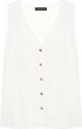 Fiorella Rubino Femme, Vestes, Blanc, Taille: 44 FR Long Knit Vest