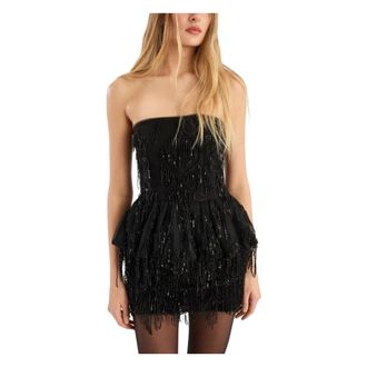 Rotate Pailletten Peplum Fransen Top - - Dresses - Damen - Schwarzk - S