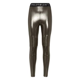 Philipp Plein Femme, Pantalons, Jaune, Taille: 38 FR Lam&eacute; Lycra Leggings