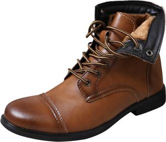 Jamron Homme &Eacute;l&eacute;gant Cap Toe Bottines en Cuir &agrave; Lacets Bottes Derby Habill&eacute;es Marron SN0707335-2 EU45.5