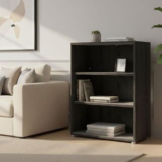 Dmora B&uuml;cherregal Sybille, B&uuml;roregal, Mobiler Buchhalter, B&uuml;cherbrett, 89x40 h113 cm, Schwarz