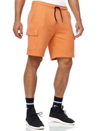 Indicode Hommes Dannie Cargo SweatShorts | Pantalon Court Cargo en Sweat avec Cordon de Serrage Flamingo XXL