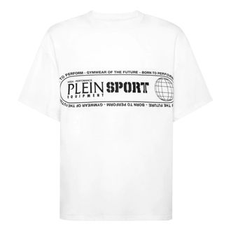 Plein Sport Homme, Tops, Blanc, Taille: M T-Shirt Round Neck Ss Logo