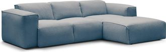 Studio Copenhagen home24 Ecksofa 3-Sitzer mit Longchair Blau/Blau Webstoff Saia 251cm Longchair davorstehend rechts Modern
