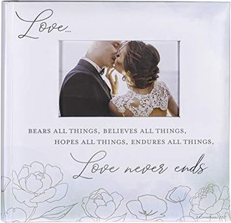 Malden International Designs Fotoalbum, 2 Fotos, 10 x 15 cm, mit Platz zum Schreiben von Notizen, Motiv: Love Never Ends, Aquarell-Einband, gebunden, Weiß