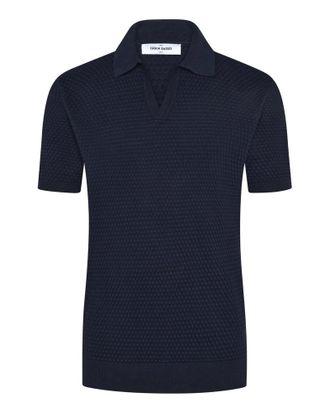 Gran Sasso Feinstrick-Poloshirt in Wabenstruktur mit Variokragen in