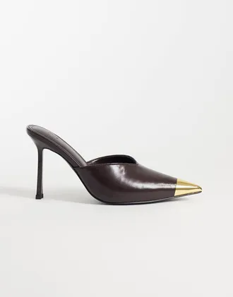 JW PEI Savannah Mules mit Metall-Zehendetail in Braun