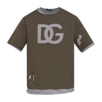 Dolce & Gabbana Homme, Tops, Vert, Taille: XL T-shirt double &eacute;paisseur