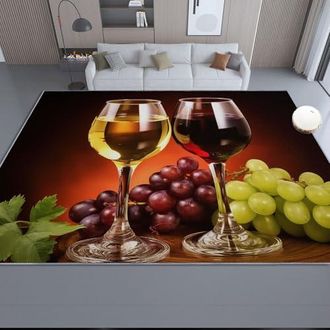 Generic Sombre Tapis pour Salon 120 x 170 cm, Lavables avec Dos Antid&eacute;rapant, Tapis &agrave; Poils Courts Imprim&eacute; Amour Occasion Vin pour Cuisine Salle &agrave; Manger Bure