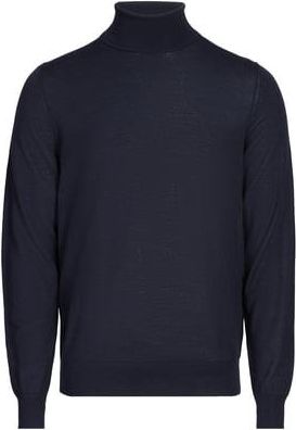 Hackett Rollte -Collar in Merinowolle und Seide - Blau