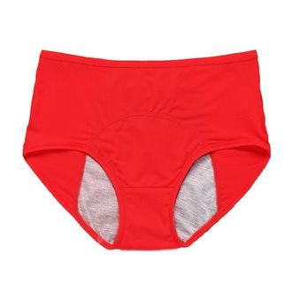 Generic Culotte taille haute en maille pour femme - Culotte en coton doux post-partum - Culotte menstruelle pour femme, Rouge, 5XL