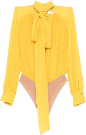 Elisabetta Franchi Femme, Tops, Jaune, Taille: 38 FR Sun Silk Bodyshirt