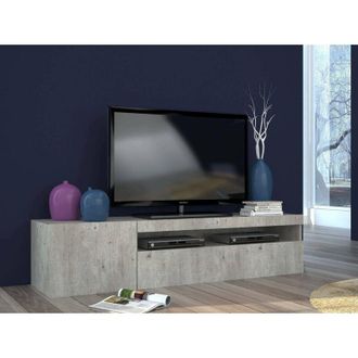 Dmora Wohnzimmer TV-Ständer, Made in Italy, 2-türiger TV-Ständer, Wohnzimmer-TV-Ständer, 150x40h37 cm, Zementfarbe - Dmora
