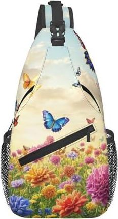 Generic Sac &agrave; bandouli&egrave;re en forme de papillon et de fleurs en spirale pour homme