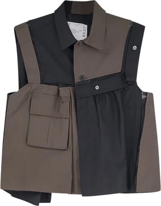 sacai Femme, Vestes, Multicolore, Taille: 38 FR Patchwork Shirt