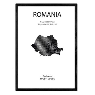 Nacnic Poster von Rum&auml;nien. Bl&auml;tter von L&auml;ndern und Kontinenten. A3 Gr&ouml;&szlig;e